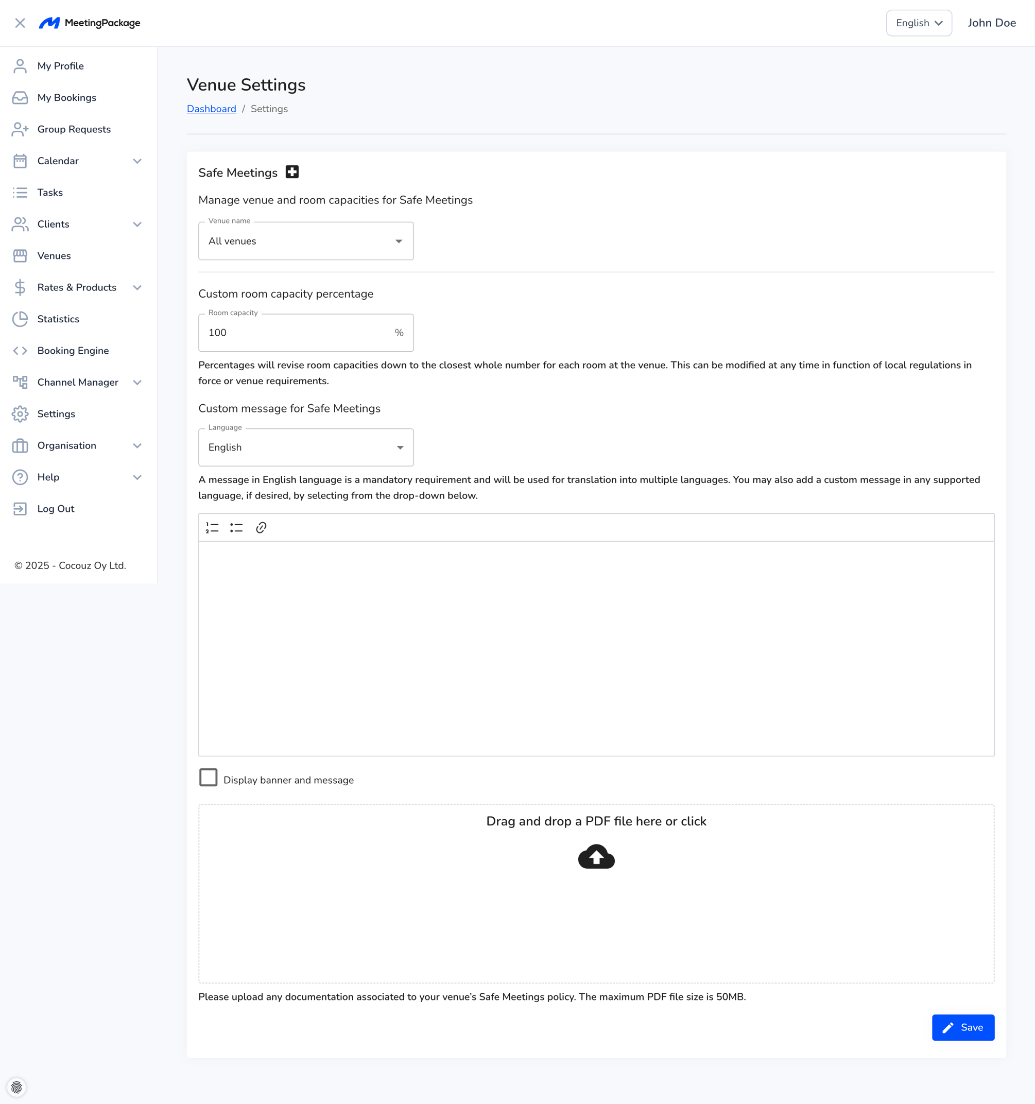 Settings – Safe meetings
